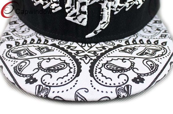 Black Flat Hip Hop Baseball Caps Monogram Baseball Cap With Amoeba Pattern