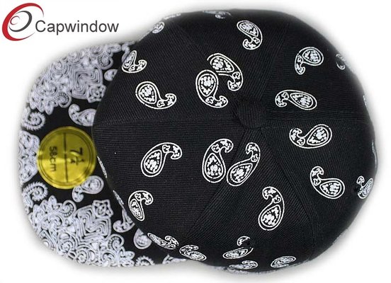 Black 5 Panel Custom Embroidered Fitted Hats Floral Baseball Cap For Spring