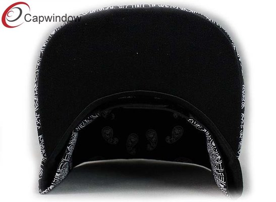 Black 5 Panel Custom Embroidered Fitted Hats Floral Baseball Cap For Spring