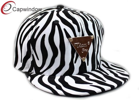 Polester Microfiber Zebra Youth Baseball Caps With Gold Metal Logo