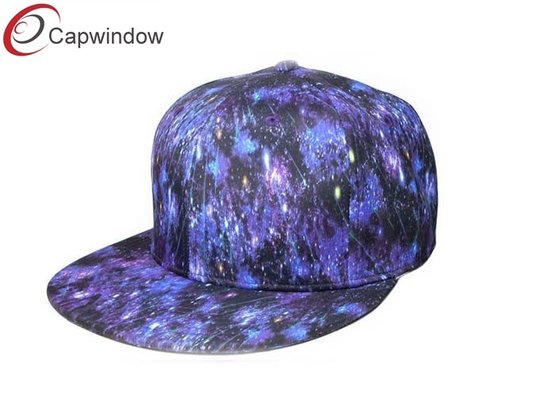 Purple Promotional Flat Brim Baseball Hats Adjusteble Velcro Snapback Hats