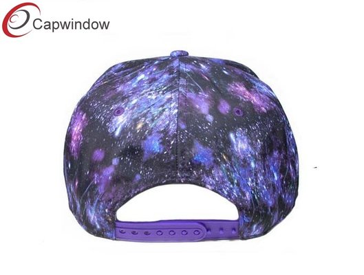 Purple Promotional Flat Brim Baseball Hats Adjusteble Velcro Snapback Hats