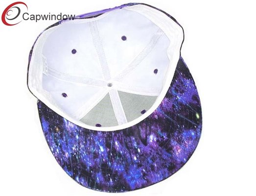Purple Promotional Flat Brim Baseball Hats Adjusteble Velcro Snapback Hats