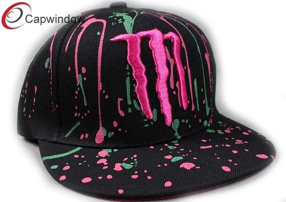 Colored Flat Custom Embroidered Baseball Cap With Raindrop Printing