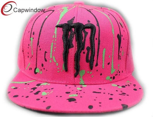 Colored Flat Custom Embroidered Baseball Cap With Raindrop Printing
