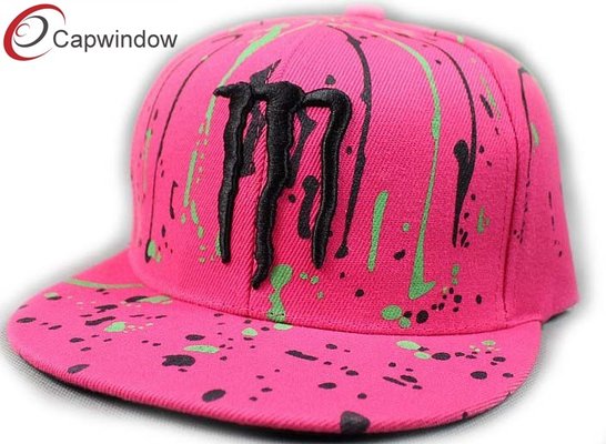 Colored Flat Custom Embroidered Baseball Cap With Raindrop Printing