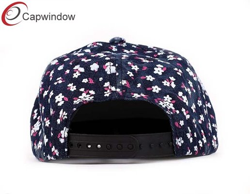 Womens Cotton Floral Flat Brim Baseball Hats With Washed Denim Fabric