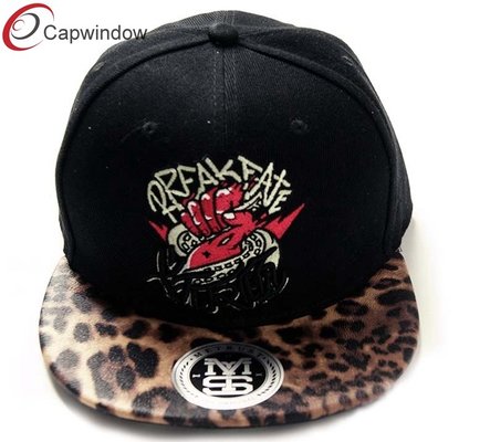Ladies Leopard Flat Brim Baseball Cap Customized Strapback Hats For Winter