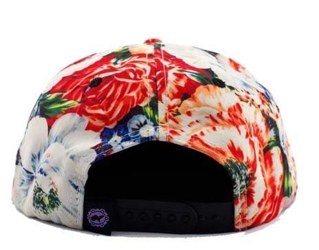 100% Cotton Peony Flower Custom Strapback Hats With Reinforced Sweatband