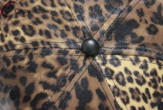 Trendy Flat Brim Custom Strapback Hats Leopard Baseball Cap 5 Panel