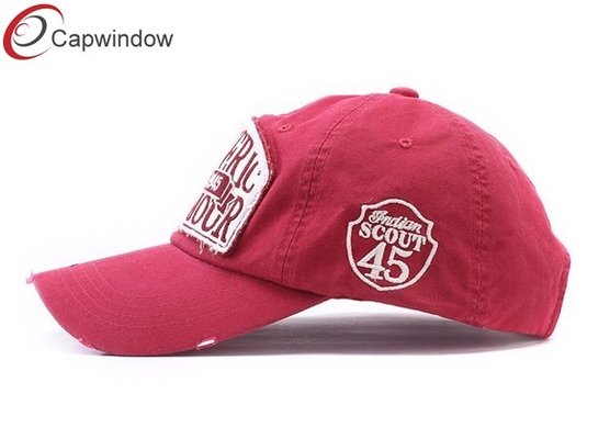 Stone Washed Heavy Brushed Golf Baseball Hats With Applic Embroidery