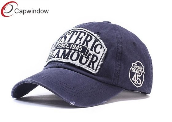 Stone Washed Heavy Brushed Golf Baseball Hats With Applic Embroidery