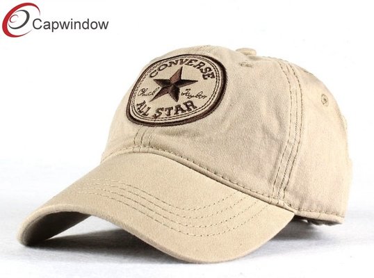 Heavy Brushed Golf Baseball Hats Velcro Strap Hats With Flat Embroidery