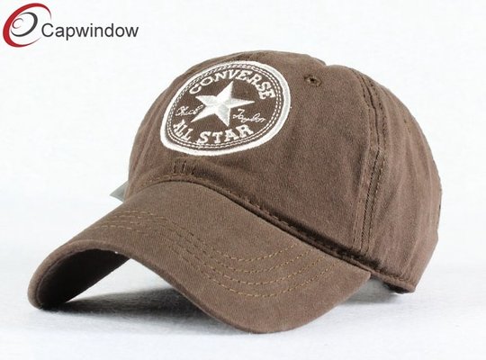 Heavy Brushed Golf Baseball Hats Velcro Strap Hats With Flat Embroidery