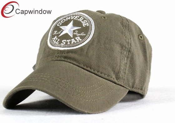 Heavy Brushed Golf Baseball Hats Velcro Strap Hats With Flat Embroidery