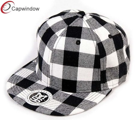 Youth Red Tartan Wool Baseball Caps 6 Panel Baseball Hat With Plastic Snap Closure
