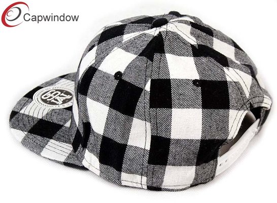 Youth Red Tartan Wool Baseball Caps 6 Panel Baseball Hat With Plastic Snap Closure