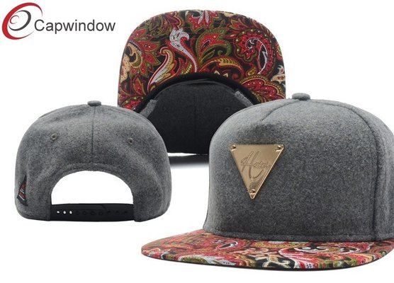 Personalized 5 Panel Wool Baseball Caps With Paisley Printed Peak