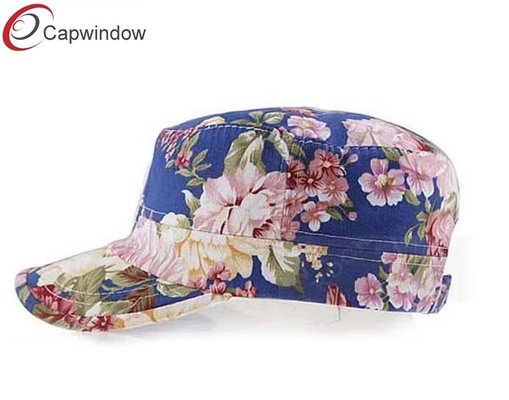 Outdoor Allover Floral Military Baseball Hats Flat Top Army Cap For Adult