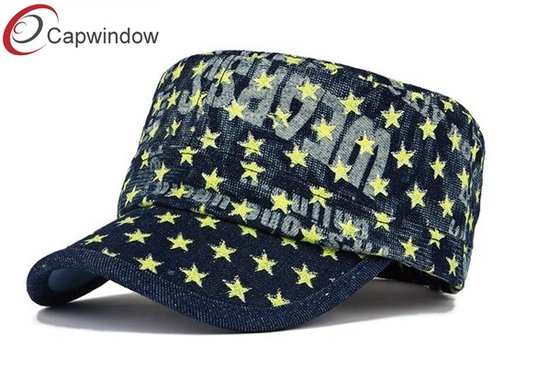 Velcro Embroidered Military Baseball Caps Flat Top Baseball Hats
