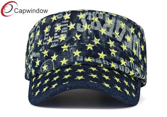 Velcro Embroidered Military Baseball Caps Flat Top Baseball Hats