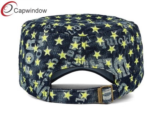 Velcro Embroidered Military Baseball Caps Flat Top Baseball Hats