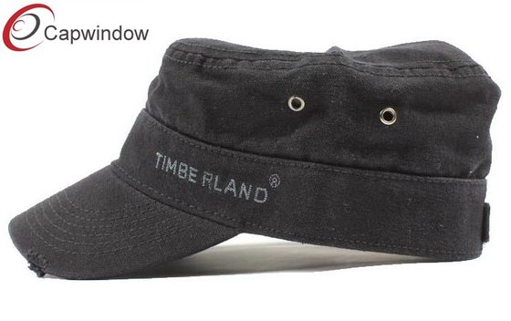 Stone Washed Canvas Fabric Army Baseball Cap Light Grey With Velcro Closure