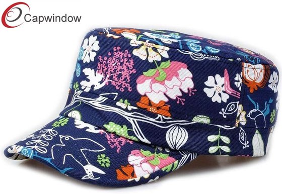 Customed Floral Military Baseball Hats , Five Panel Snapback Baseball Caps