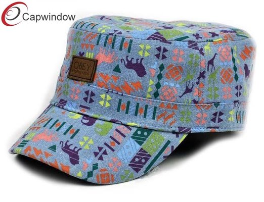 Ladies Fashion Military Baseball Hats With Heat Embossed Leather Patch