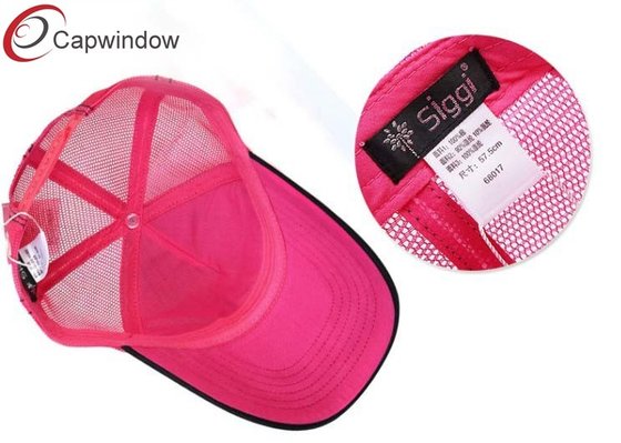 Cherry Red 3D Embroidery Logo Trucker Mesh Caps With Multi Spandex Fabric