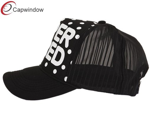 Black 6 Panel Polyester Trucker Mesh Cap Sun Visor Hats For Ladies