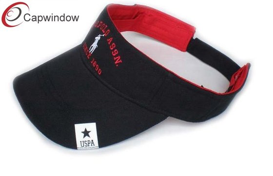 Flat Embroidery On Front Tennis Sun Visor With Printing Logo On Beak