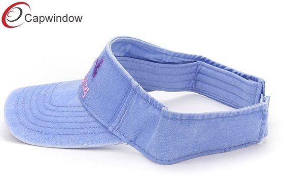 Butterfly Flat Embroidery Tennis Sun Visor With Washed Denim Fabric