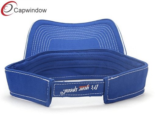 Blue Contrusting Thread Tennis Sun Hat With Flat Embroidery Closure