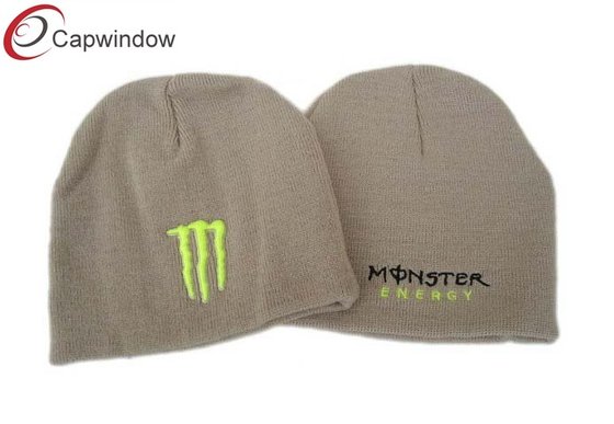 3D Monster Embroidery Beanie Winter Hats , Gray / Black Funky Ski Hats
