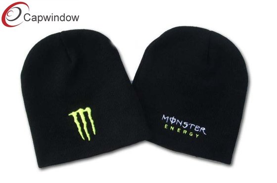 3D Monster Embroidery Beanie Winter Hats , Gray / Black Funky Ski Hats