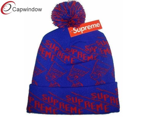 Black Jacquard Acrylic Knit Hat Winter Beanie Hats For Men