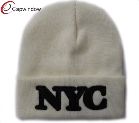 Winter Ski Knitting Hat Beanie Embroidery Logo Acrylic With Folding