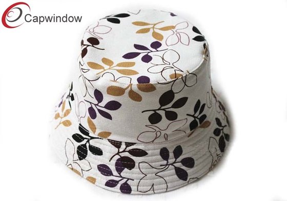 Women Fashion Floral Fishing Bucket Hat With Rope Hold And Plastic Button