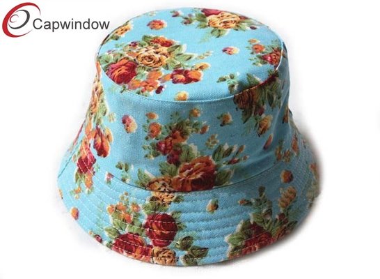 Lady Classical Fisherman Bucket Hat Allover Flower Pattern Printing