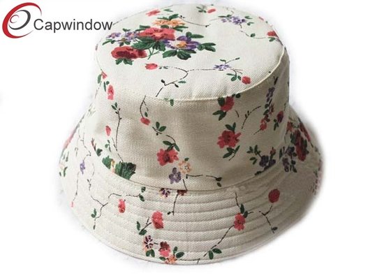 Lady Classical Fisherman Bucket Hat Allover Flower Pattern Printing