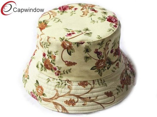 Lady Classical Fisherman Bucket Hat Allover Flower Pattern Printing