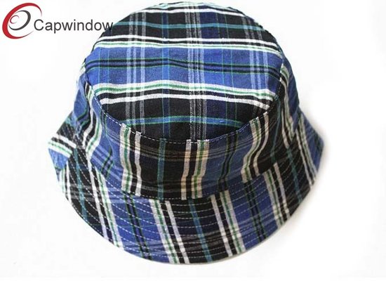 Women Classical Fisherman Bucket Hat Red Checks Pattern Printing