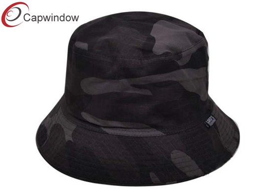 Mens Camouflage Printed Fisherman Bucket Hat With A Woven Label