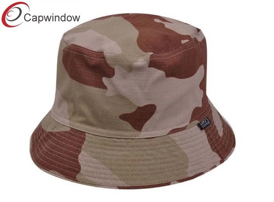Mens Camouflage Printed Fisherman Bucket Hat With A Woven Label