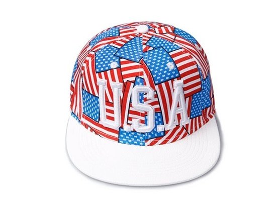 Allover USA Flag Hip Hop Caps Velcro Strap Hats With 3D Embroidery