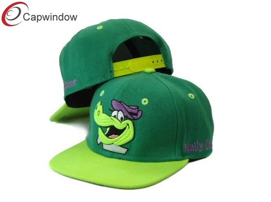 Cartoon 3D Embroidery Childrens Baseball Caps With Plastic Snap Closure