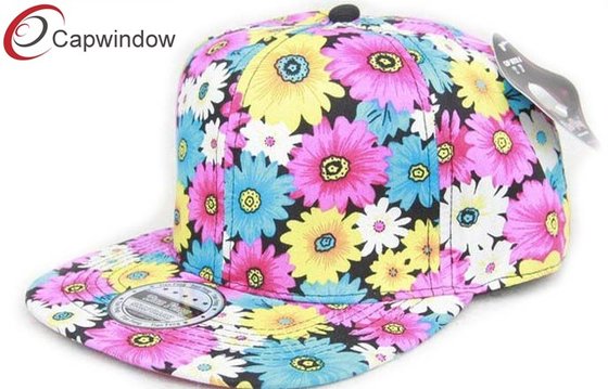 Trendy Floral Acrylic Hip Hop Baseball Caps With Velcro Closure