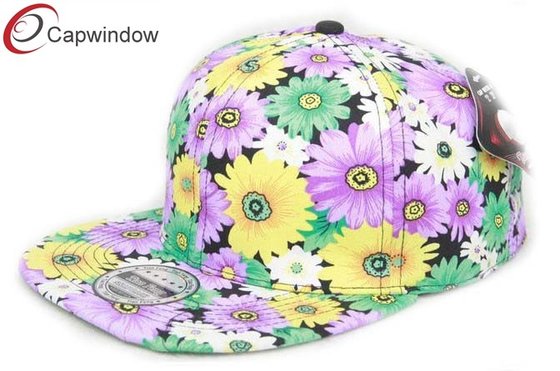 Trendy Floral Acrylic Hip Hop Baseball Caps With Velcro Closure