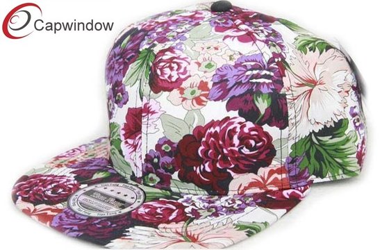 Trendy Floral Acrylic Hip Hop Baseball Caps With Velcro Closure